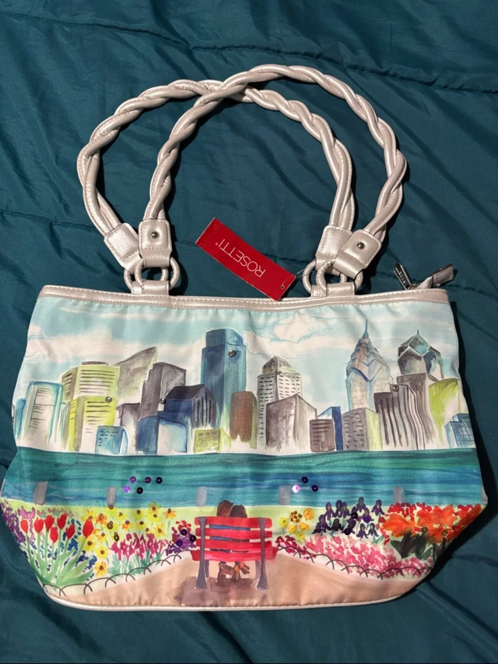 Rosetti | Bags | Rosetti Multicolor Cityscape Floral Tote With Braided ...